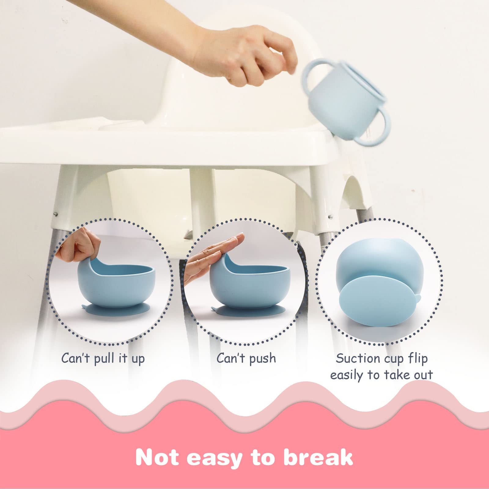 teanpoon suction bowls for baby|suction bowls for toddlers|Toddler Cups 100% Tiny Silicone Drinking Training Cup for Baby|Silicone Baby Feeding Set|2 easy- grip handles
