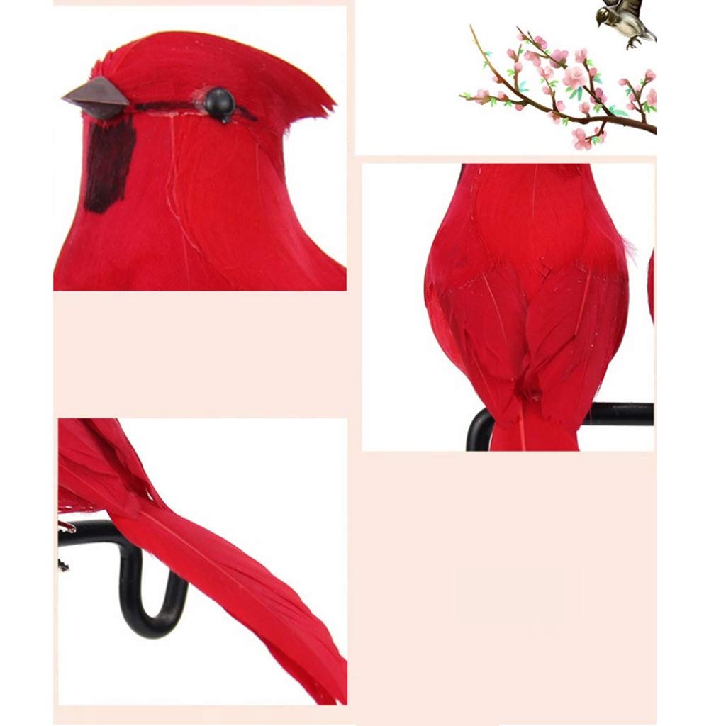 LOVIVER Lifelike Artificial Feathered Foam Birds, DIY Parrot Crafts Ornament, Clip On Design for Home Garden Decoration - Red