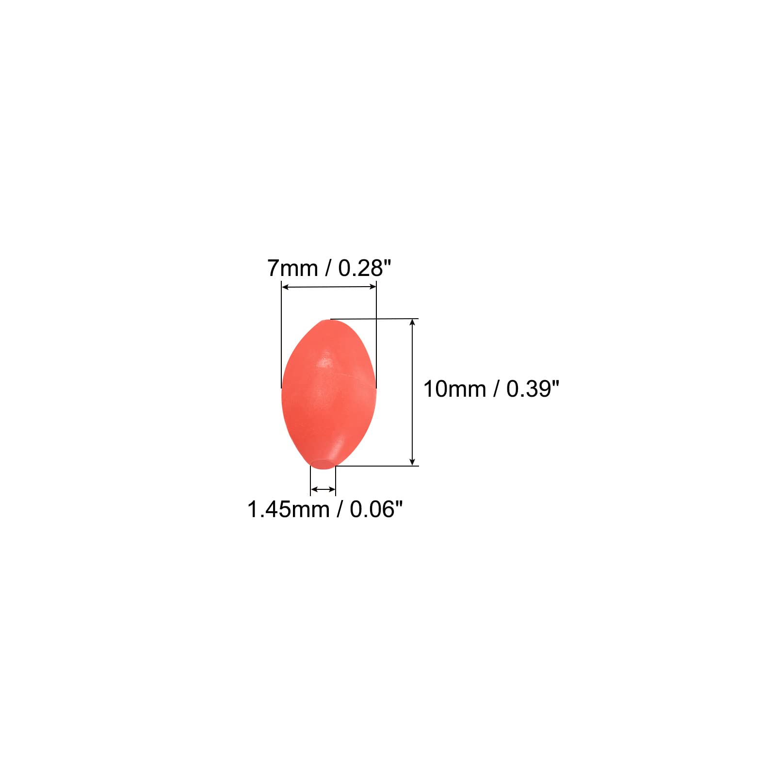 PATIKIL 6x4mm Luminous Fishing Beads, 200 Pieces Soft Plastic Glow Fishing Bait Eggs Rig Bead Tackle Tool Oval, Red