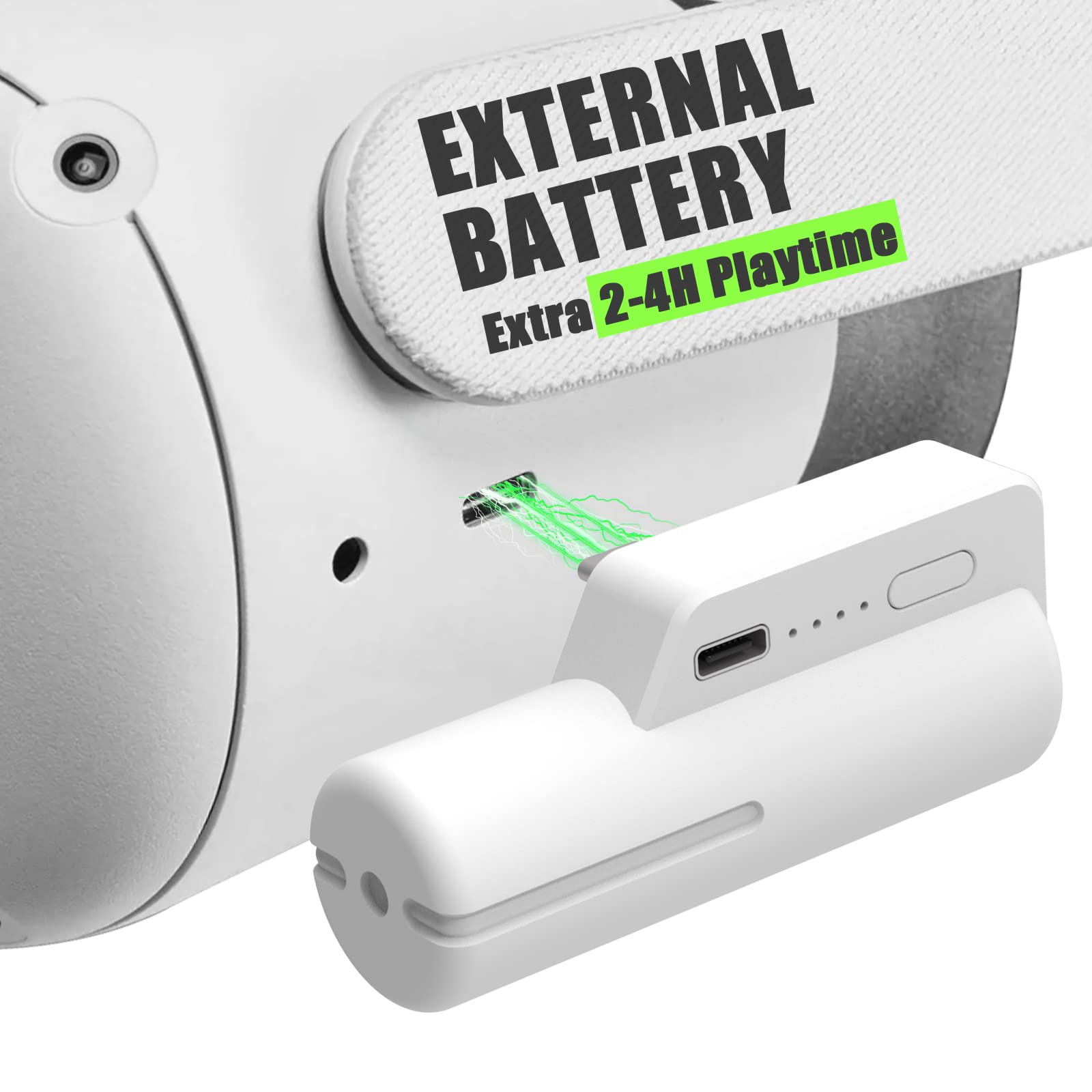 Topbuy 5000mAh Rechargeable Battery Pack for Meta/Oculus Quest 2 Battery Pack Lightweight VR/Quest 1/USB-C Phone Extends Battery Extends 2-4 Hours of Playing Time