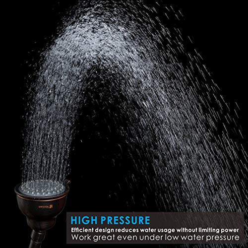 Voolan High Pressure Shower Head with Shower Arm - 5 Function Rain Shower Head - Comfortable Shower Experience Even at Low Water Flow - Oil-Rubbed Bronze