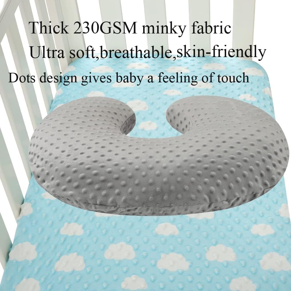 Minky Nursing Pillow Cover Set 2 Pack Nursing Pillow Slipcovers, Ultra Soft Compatible with Boppy Pillow,Standard Pillow for Baby Boy Girl Grey and Pink