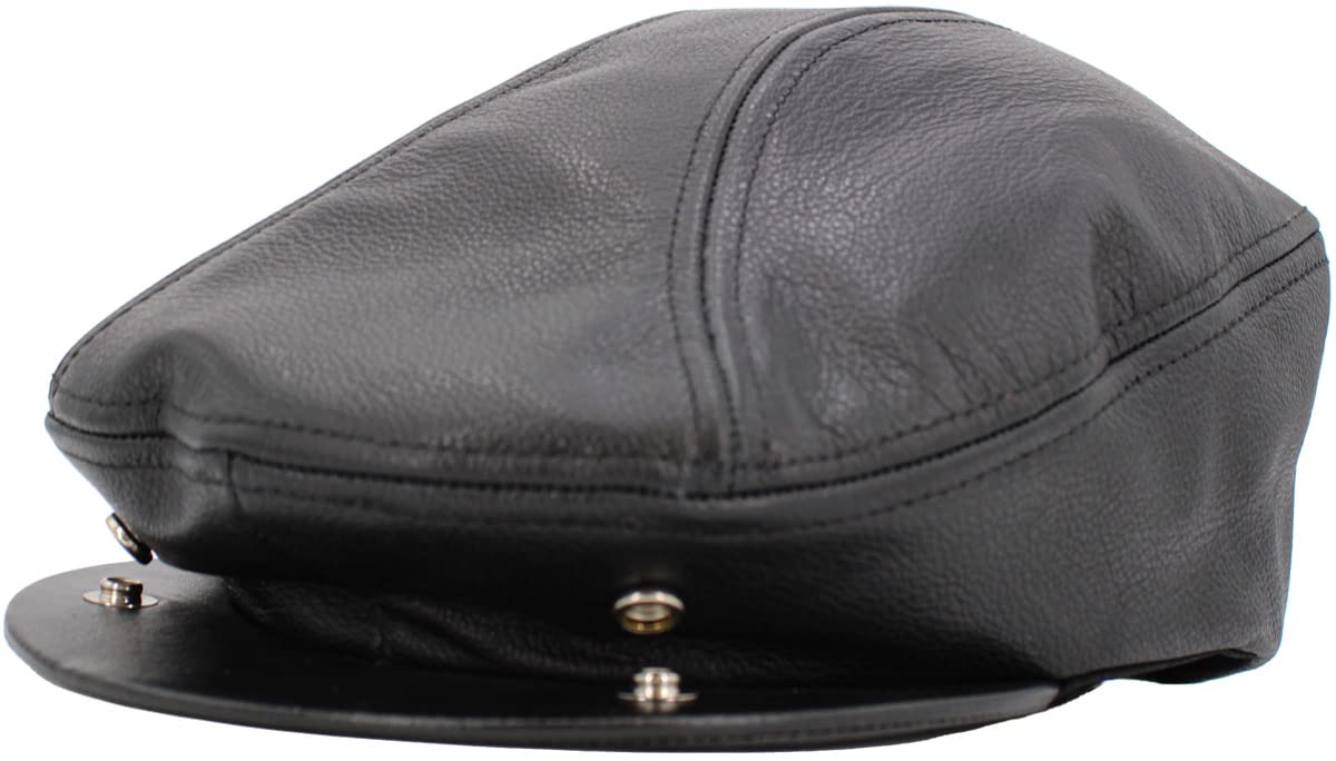 Leather-Ascot BLK L Gatsby Ivy Collection Classic Newsboy Cabbie Applejack Leather Hats Caps