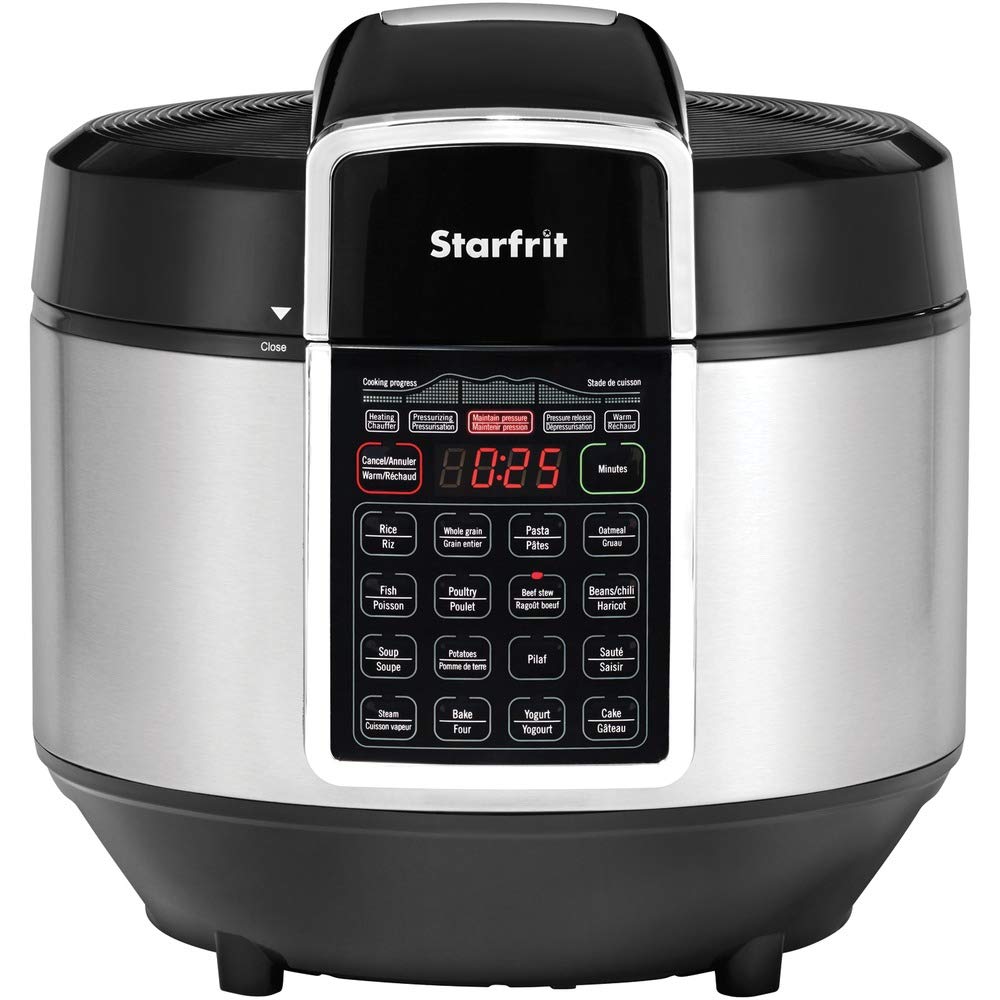 Starfrit 024600-002-0000 8-Liter Electric Pressure Cooker, Black/Silver, 11.7" x 12" x 12"
