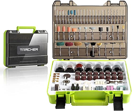 TARCHER Rotary Tool Accessories Kit 420pcs, 1/8", 3/32" and 1/16" Collets Shank Electric Grinder, Universal Fitment with Carrying Case for Cutting, Grinding, Sanding, Drilling, and Polishing