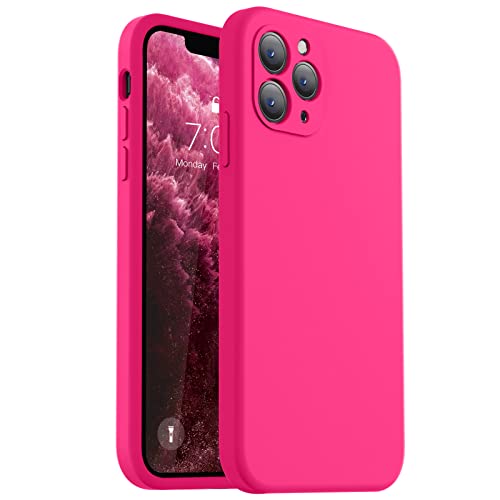 Vooii Compatible with iPhone 11 Pro Case, Upgraded Liquid Silicone with [Square Edges] [Camera Protection] [Soft Anti-Scratch Microfiber Lining] Phone Case for iPhone 11 Pro 5.8 inch - Hot Pink