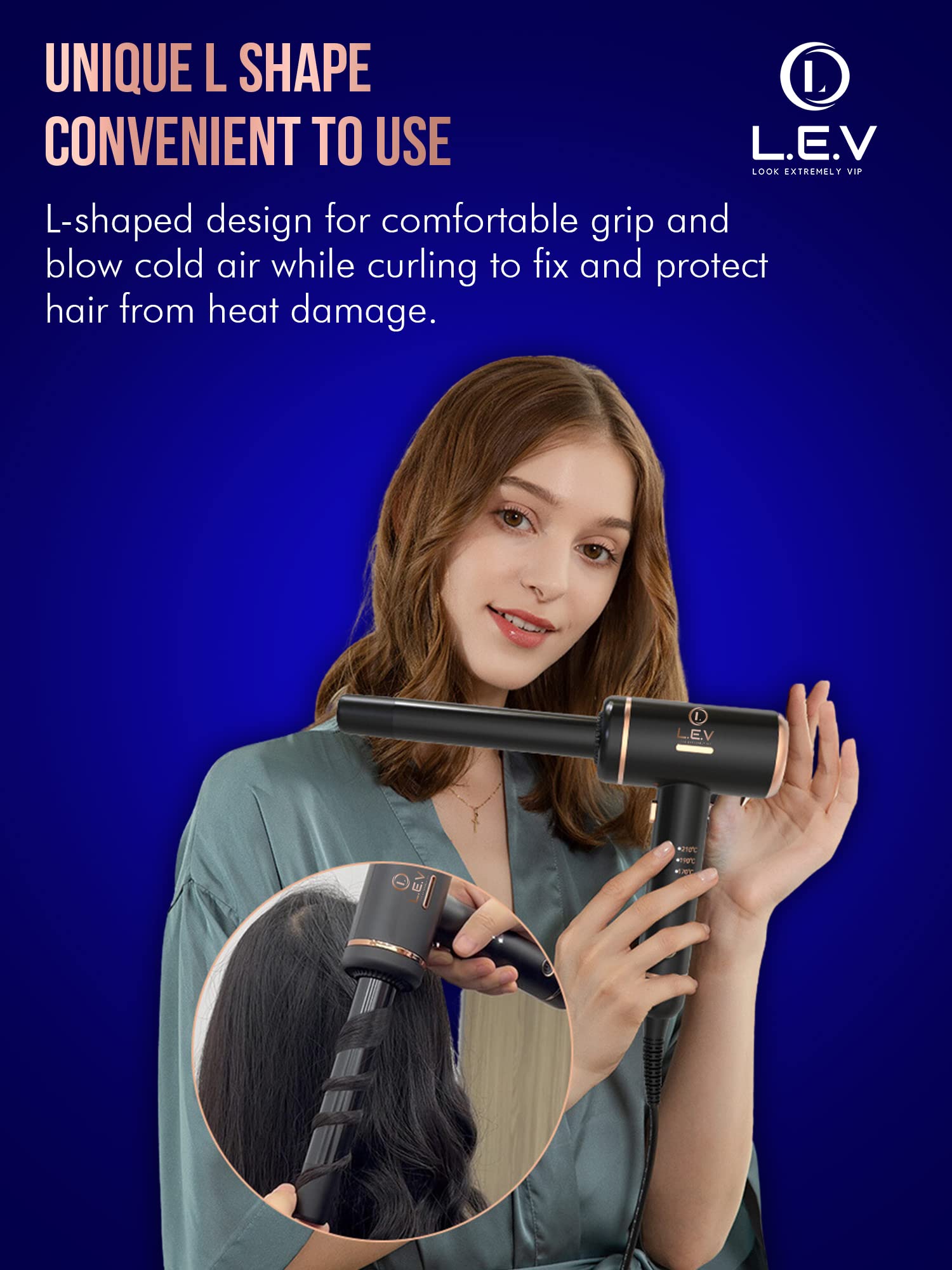 Look Extremely VIP Ceramic Curling Iron with Cooling Air | Curling Wand for Long Lasting Curls | Cordless Hair Curler| 3 Speed Smart Control | Hair Wand and Curling Iron in One