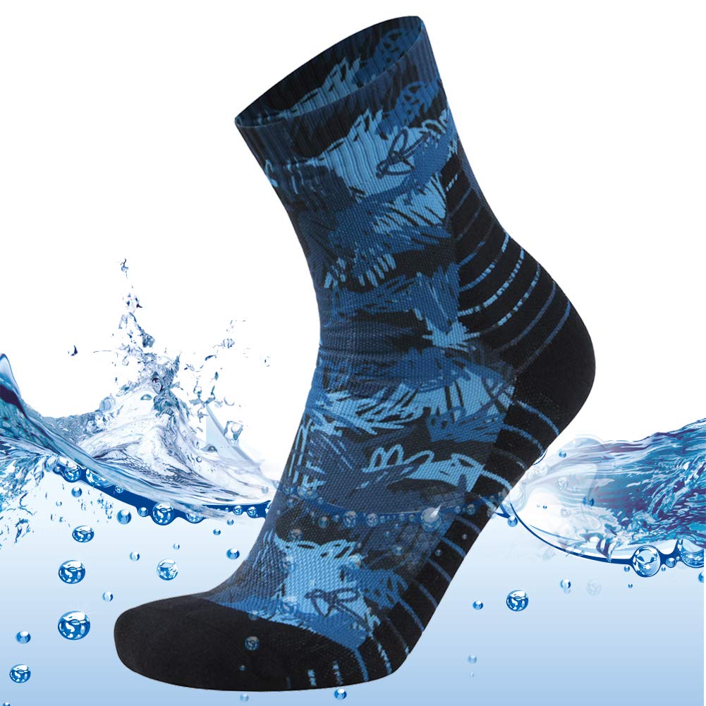 MEIKAN Insulated Waterproof Socks for Men, Awesome Fashion Athletic Crew Boot Cushion Hiking Dry Socks for Marines 1 Pair (Multicolor, Large)