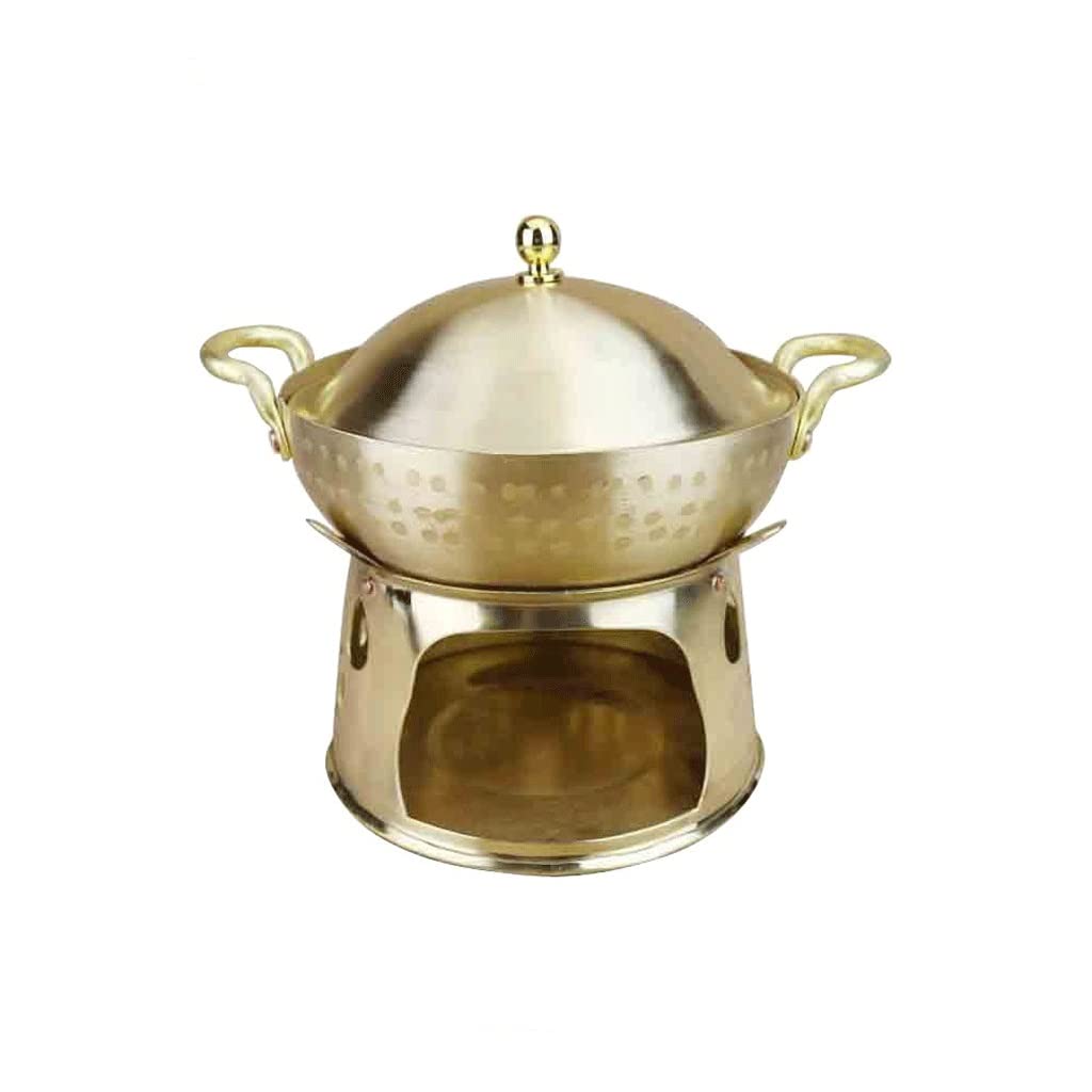 SEASD Brass Pot Small Yellow Soup Hot Pot Stove Copper Single Person Small Copper Pot Cookware Cooking Pots ( Color : Gray , Size : 22CM )
