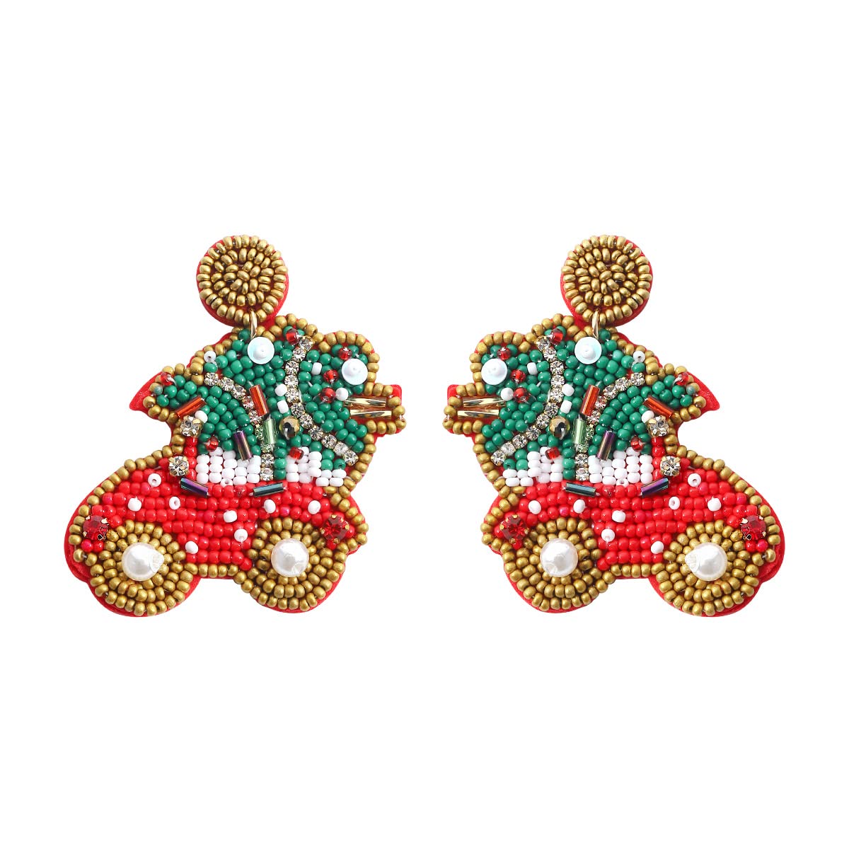 LITRENDY Beaded Christmas Earrings for Women Handmade Holiday Reindeer,Boot, Bell,Hat Earrings Christmas Drop Dangle Earrings Festive Jewelry Gifts (Christmas Car)