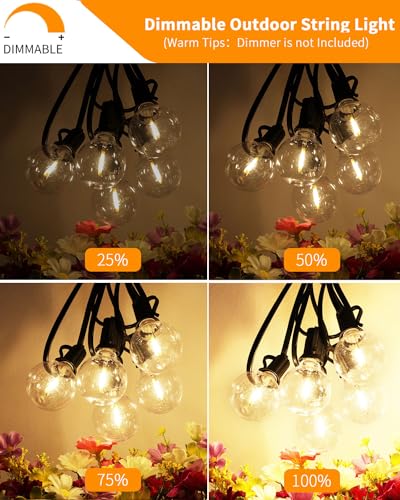 Svater Outdoor String Lights 100ft, Patio Lights Outside with 52 Shatterproof LED Edison G40 Bulbs, Waterproof Hanging Globe Lighting for Bistro Backyard Cafe Market, Warm White