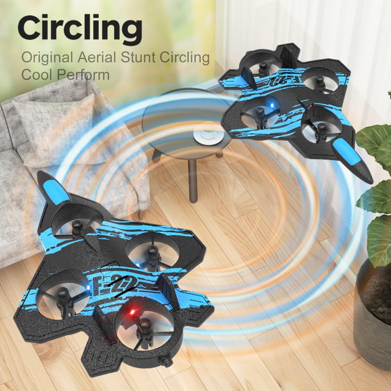 Leencum RC AirPlane Drone, Remote Control Airplane Quadcopter Helicopter with Auto Hovering,3D Flips,3 Speed Modes,long Flight Distance Flying Time Blue