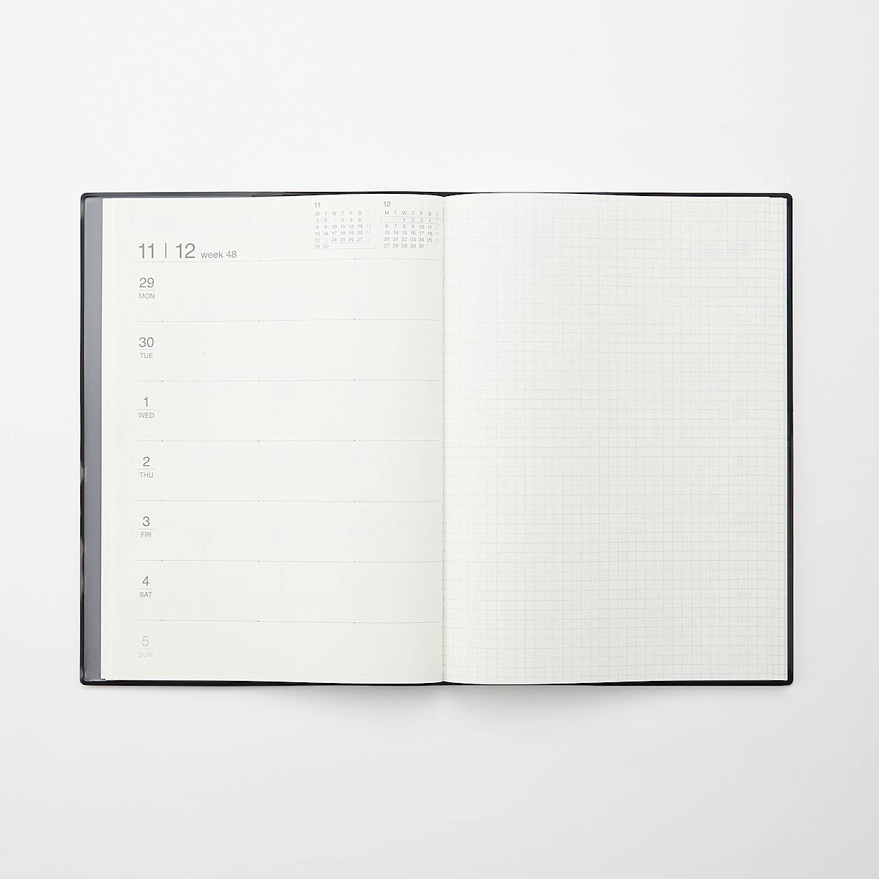 MUJI Monthly/Weekly Schedule Book 2022 B5 Size Dark Gray Beginning December 2021 Polyvinyl Chloride Cover Planner Scheduler
