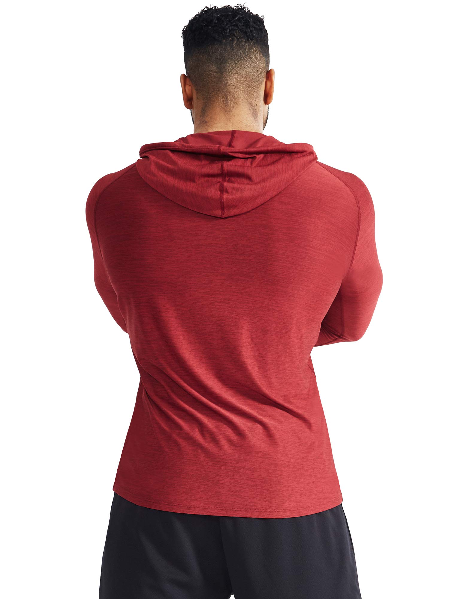 NELEUS Men's 3 Pack Dry Fit Running Shirt Long Sleeve Workout Athletic Shirts with Hoods,5071 Dark Grey,Red,Light Green,US 2XL,EU 3XL