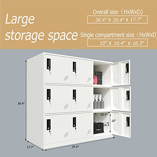 MECOLOR Full White Color Metal Office and Home Storage Cabinet Locker with 9 Doors Garage Tool Cabinets (Full White, 9D)…