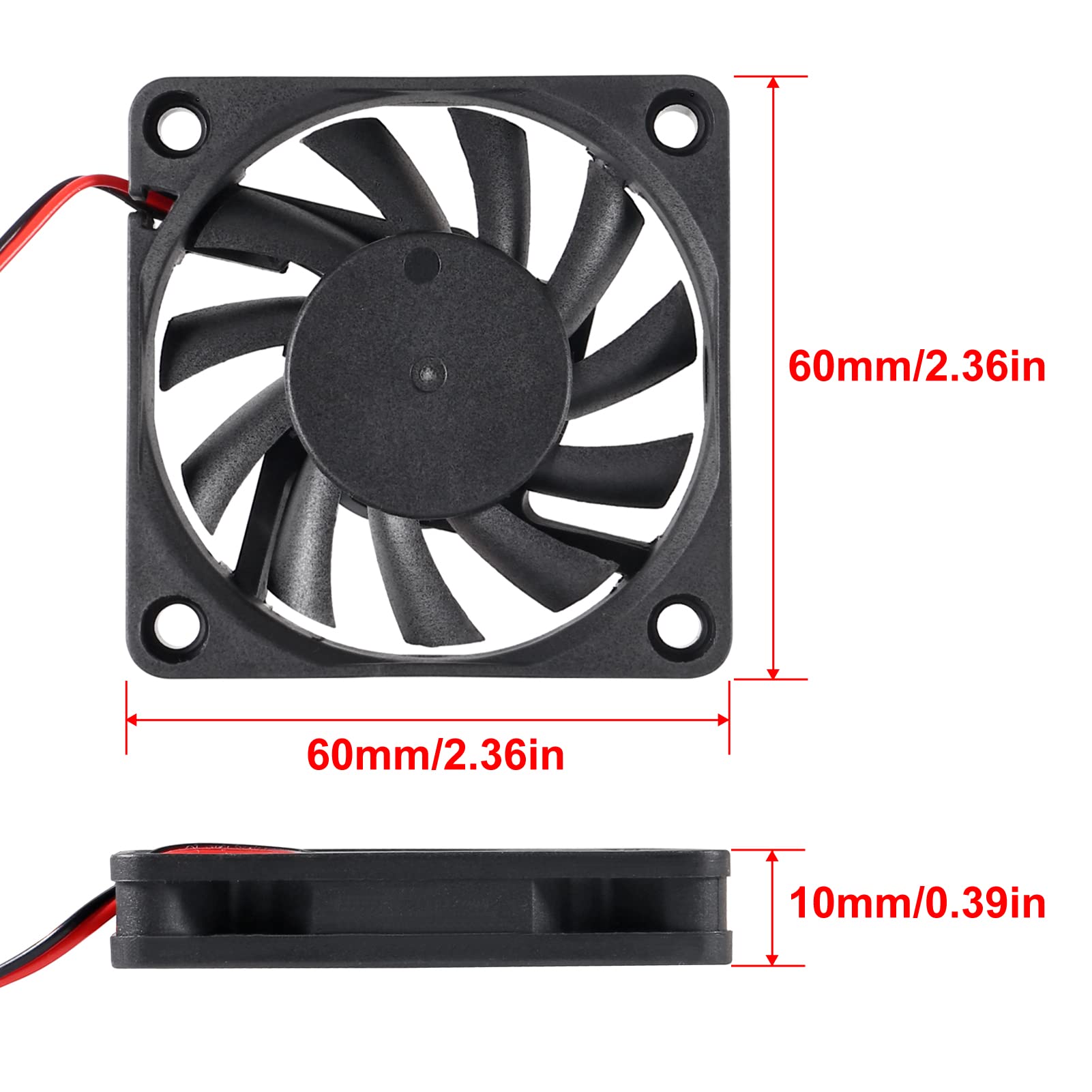UMLIFE 2-Pack 24V 60mm Fan 60x60x10mm Dc Brushless Computer Case Fan 2Pin