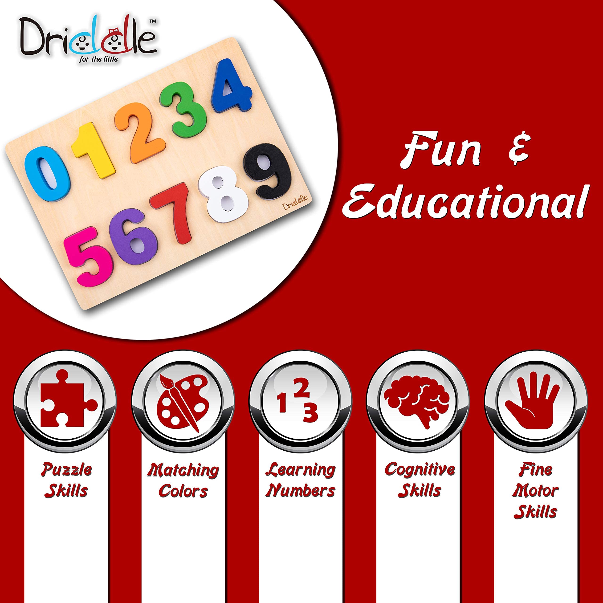 Magnetic Wooden Educational Number Puzzle - Learn Numbers & Color Recognition Toy β Toddler Preschool Game β Kids Montessori Education
