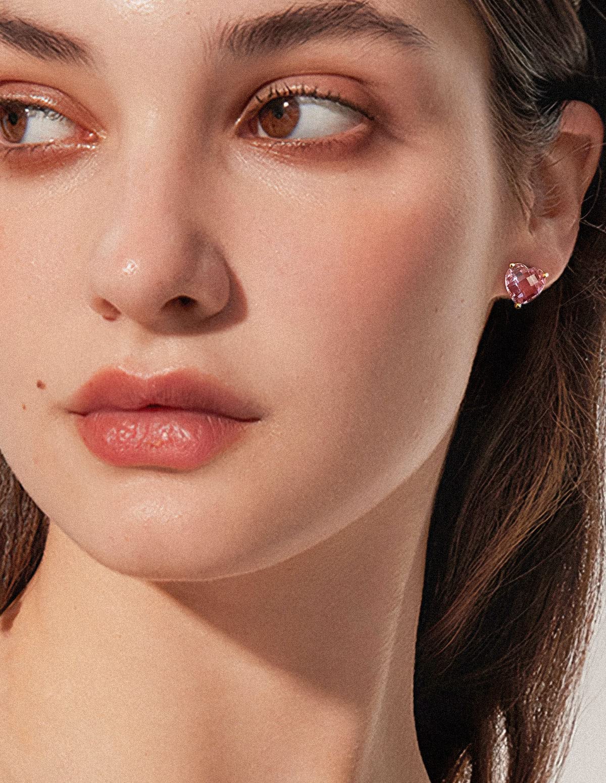 Liz Kol Pink Heart Earrings for Women, Gold Stud Earrings with Sterling Silver Post Jewelry Gifts