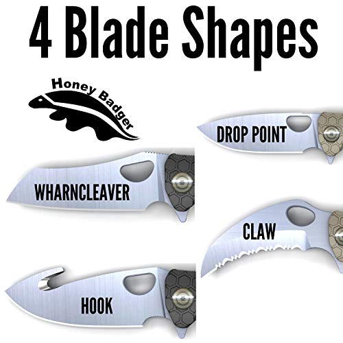 Western Active Honey Badger Small Pocket Knife EDC Wharncleaver Folding Utility Knife 2.75" Steel Blade for Everyday Carry, Reversible Pocket Clip - (2.6oz) Wharncleaver Small Tan HB1046