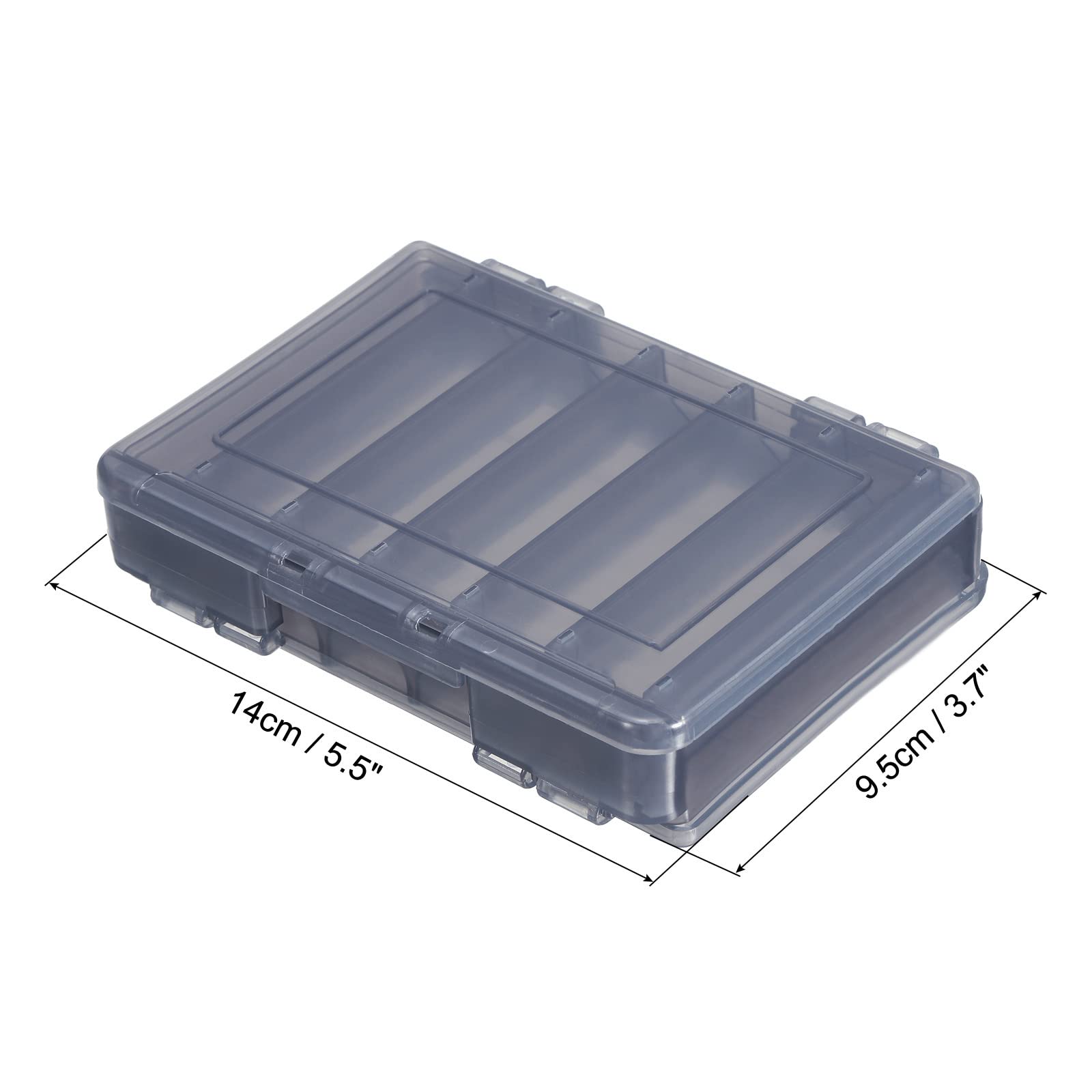 PATIKIL Two-Sided Plastic Box Fishing Lure Storage Container 12 Grids Fish Tackle Organizer, Gray