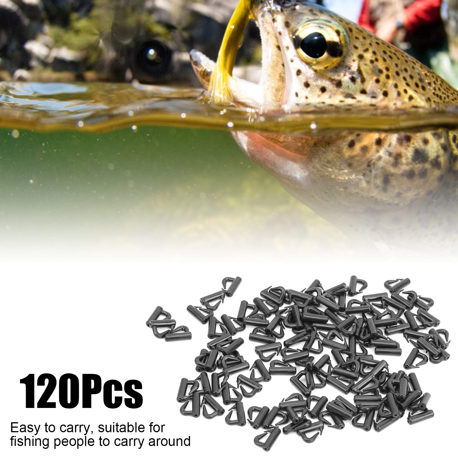 life 120Pcs Plastic Clevis Rotates Snaps in Black, Fast Change Snaps Hose Fittings Fishing Tackle