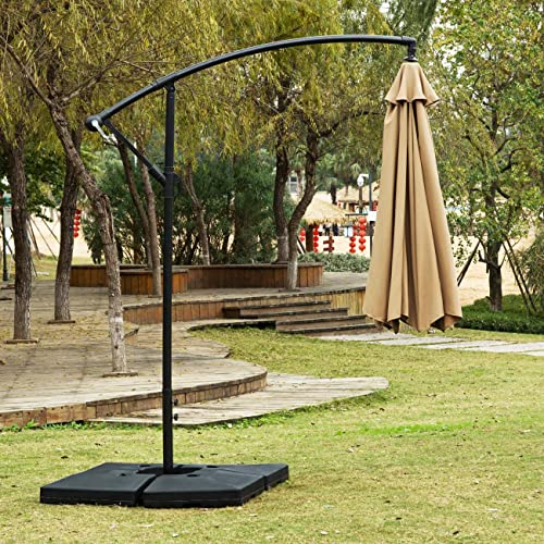 Sunnyglade 10Ft Outdoor Adjustable Offset Cantilever Hanging Patio Umbrella (Tan)