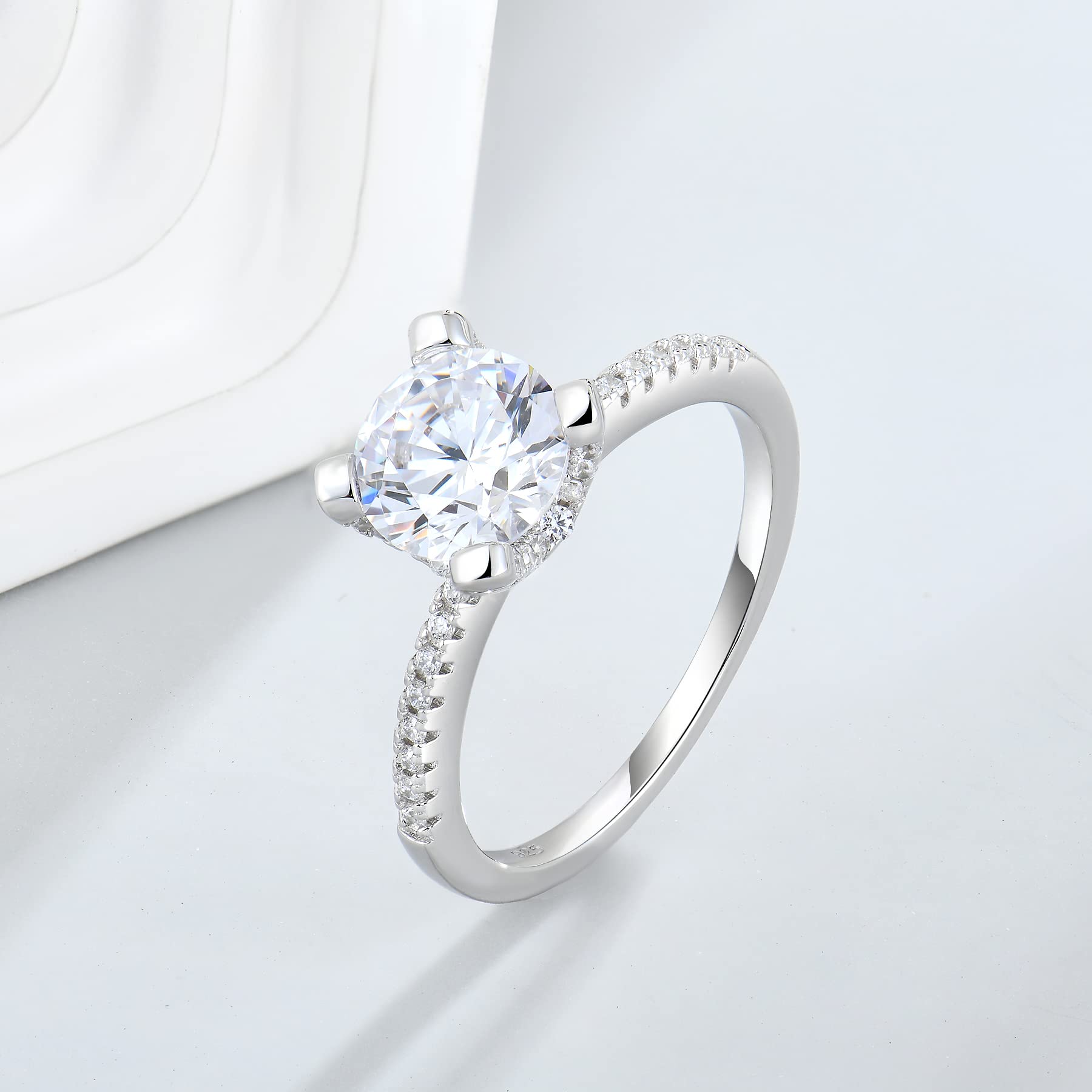 Romieka Rings Engagement Ring for Women 925 Sterling Silver with 14K White Gold Plated 5A CZ Wedding or Anniversary Rings,Size6