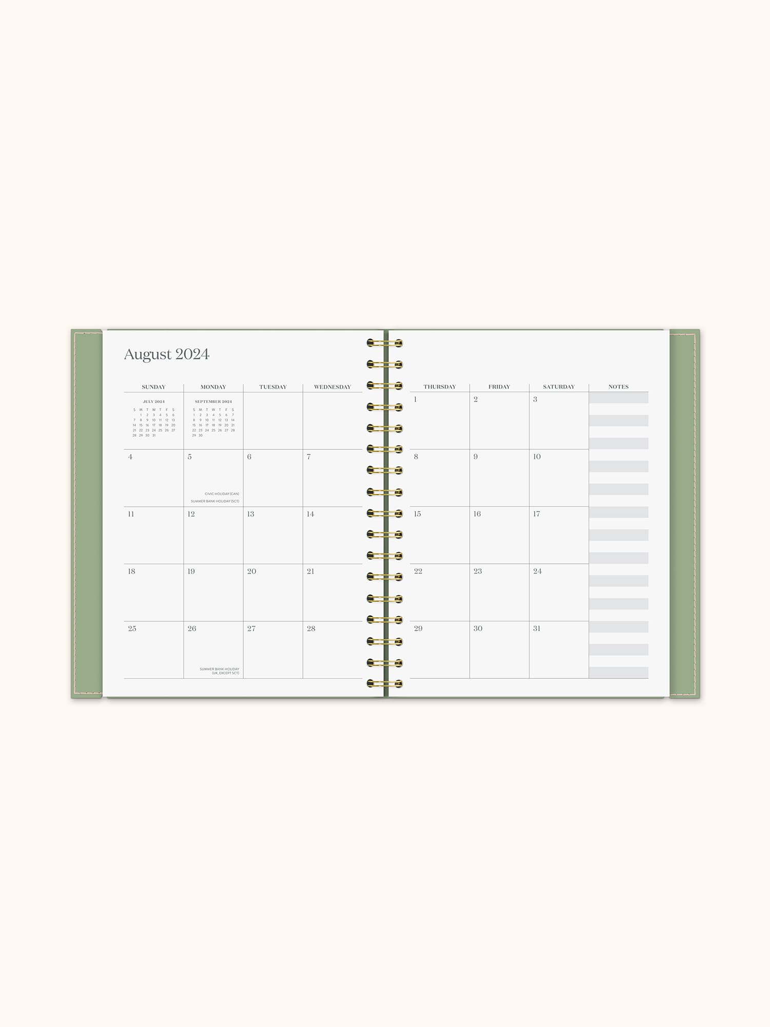 Orange Circle Studio 2024 Real-Time Planner Notebook, 12 Month Spiral Calendar Book with Monthly and Weekly Date Views, Appointment, Budget & Goal Tracker, Journal for School/Work, Golden Hour