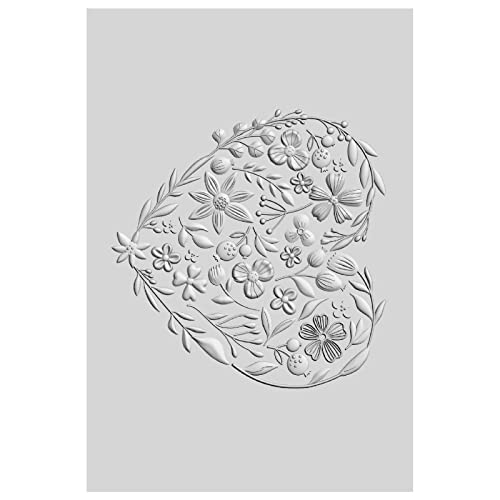 Sizzix 3-D Impresslits Embossing Folder Floral Heart by Kath Breen, 665743, Multicolor