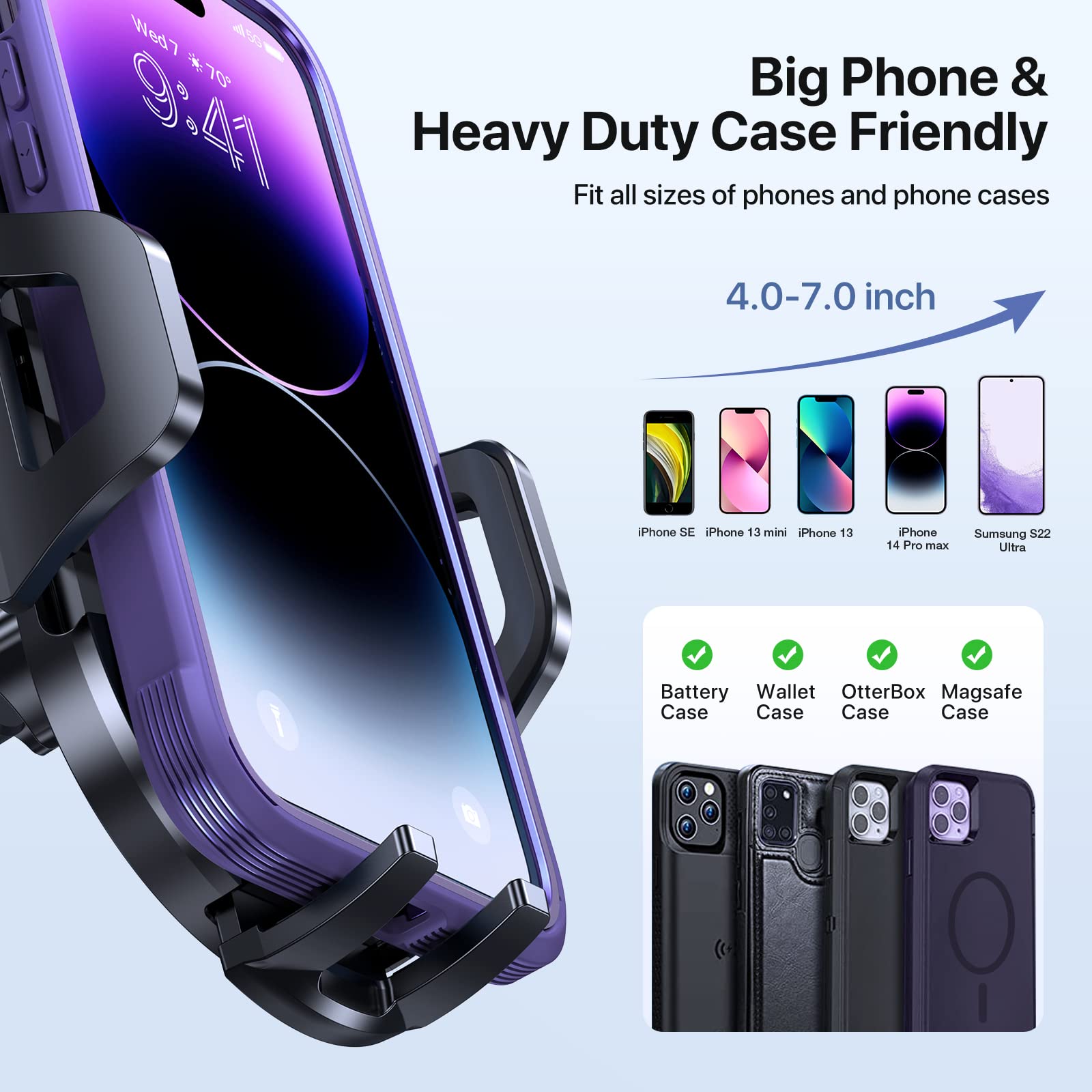 Miracase Phone Holders for Your Car, Multifunctional Car Phone Holder with Suction Cup Base, Hands Free Universal Cell Phone Car Mount, Automobile Phone Mount Car for iPhone Android Smartphones(Base)