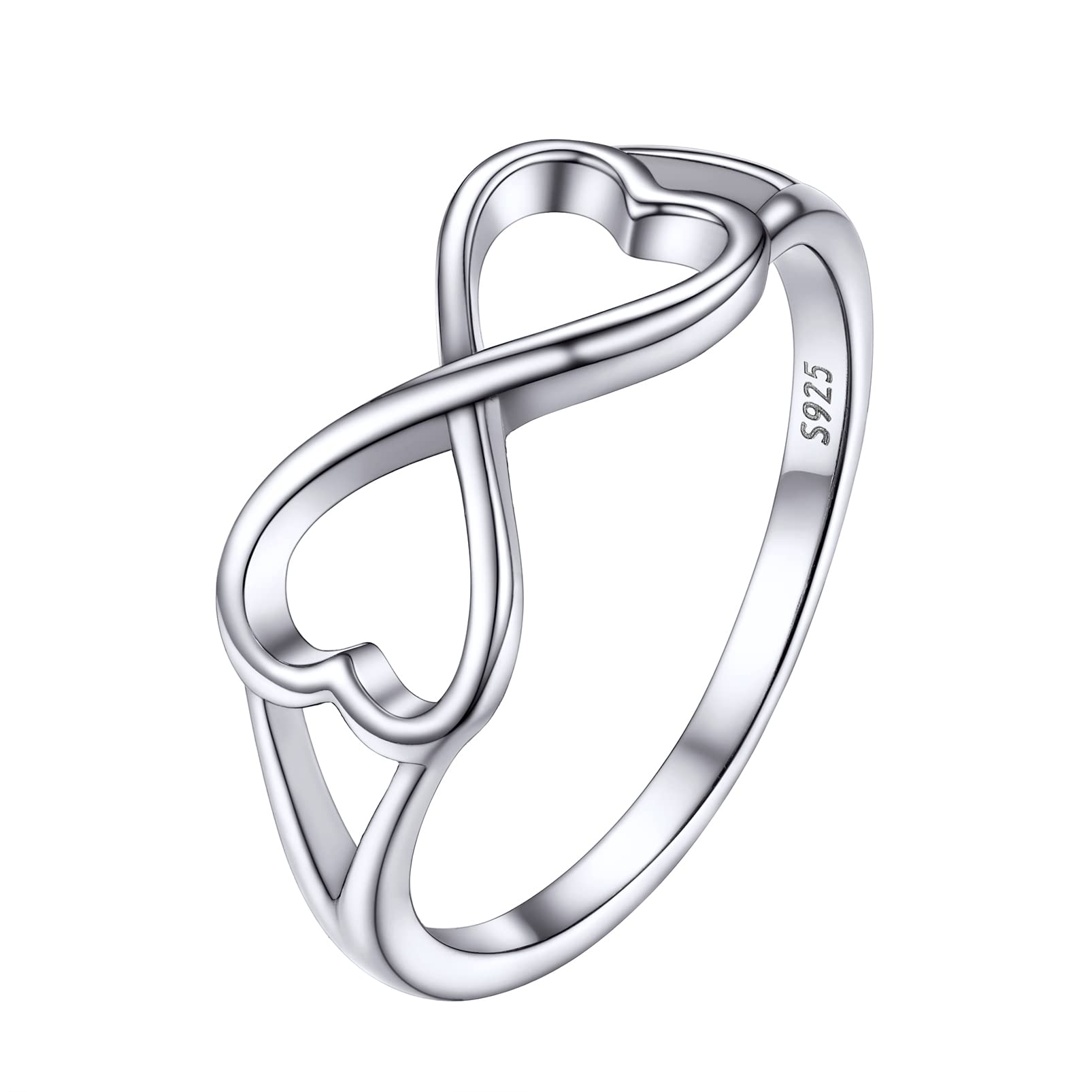 PROSILVER Wedding Band Infinity Heart Knot Ring Sterling Silver Dainty Sister Womans Rings Size 9