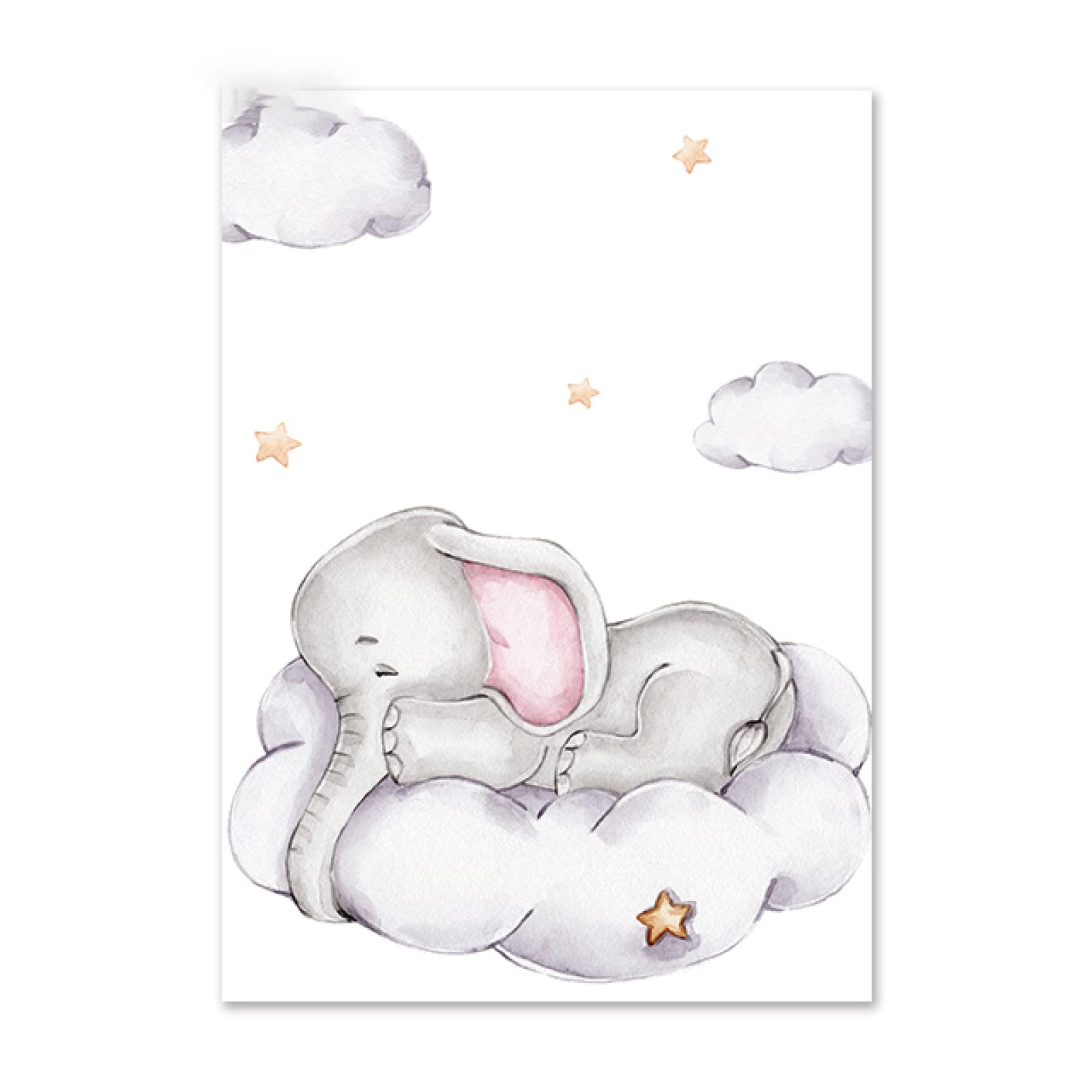 TECHSOUK Elephant Wall Poster Moon Art Prints Cloud Canvas Painting Nursery Wall Pictures Nordic Posters Baby Kids Room Decoration-16 x20 x3Pcs-No Frame