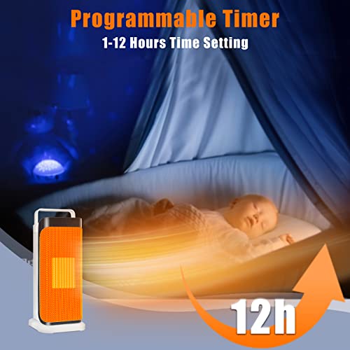 tectake Outdoor Patio Heater, 1500W Electric Tower Heater with Remote Control, 120° Oscillating, Portable Space Heaters for Indoor Use, Bedroom, Office, Outside, Tent