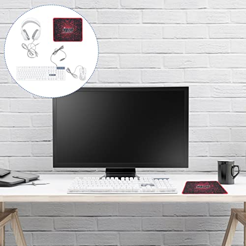 SOLUSTRE 1setheadset Gaming Wired Head White Ergonomic Pad with Lighting Rainbow Backlit Led Mat Phones Combo Mousepad RGB Tablet and Kit Computer Over Ear Accessory Mic for Mobile