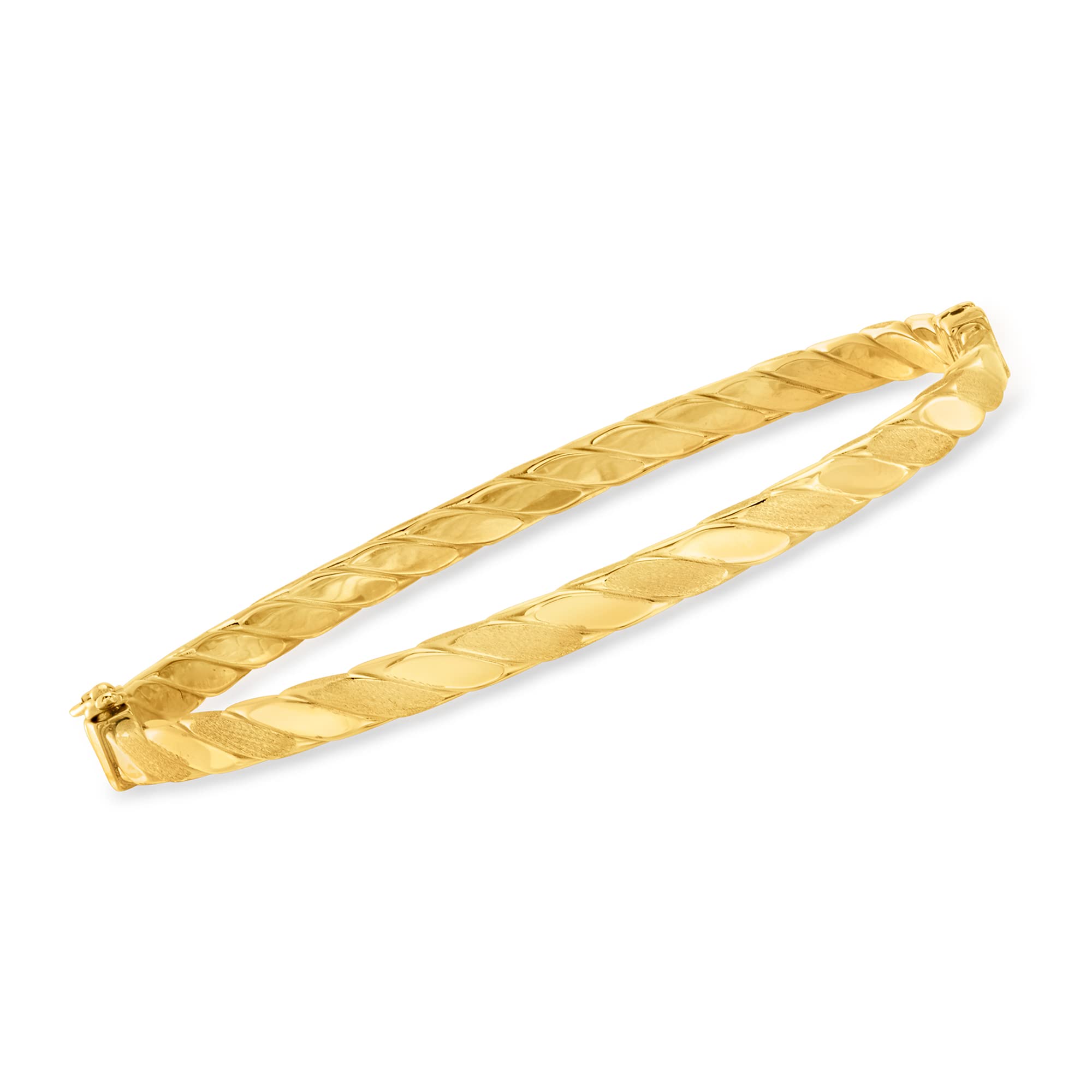 Ross-Simons Italian 14kt Yellow Gold Twisted Bangle Bracelet. 7 inches