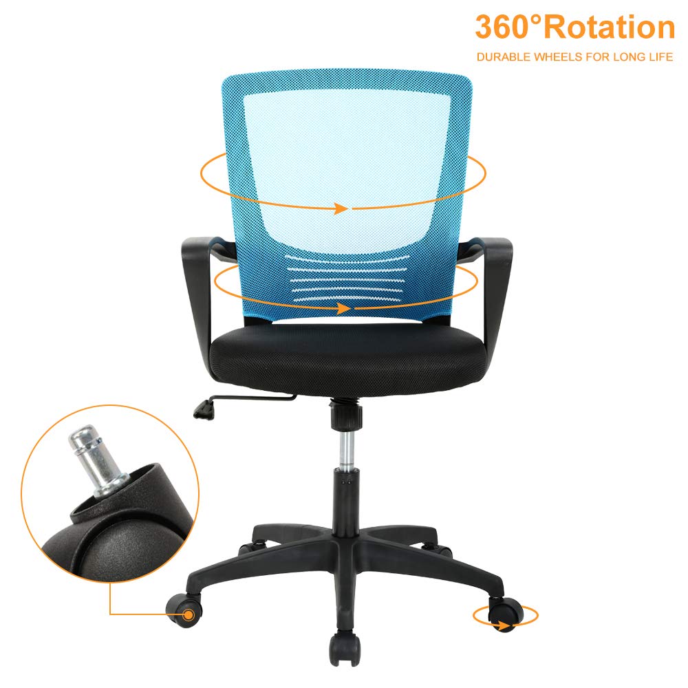 Meet perfect Office Chair, Mid Back Mesh Lumbar Support Home Office Computer Desk Chair Swivel Task Chair, Ergonomic Executive Chair on Rolling Wheels Height Adjustable for Men Women Back Pain-Grey