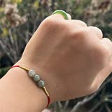 Qordelia Natural Green Jade Red String Bracelet Beads Jade Cuff Women Bangle Chinese Nephrite Personalized Gift for Mom Sister Gift for Her