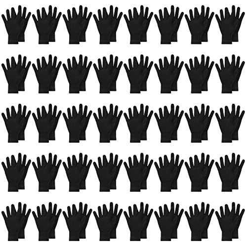 Seematn 50 Pairs Bulk Winter Magic Gloves, Knitted Winter Warm Gloves, Thick Knit Gloves for Adult Men Women Homeless Unisex (Black)
