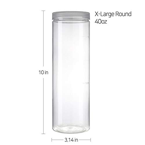 Silicook Clear Plastic Jar, Set of 3-40oz, Round Shaped, Transparent, Food Storage Container, Kitchen & Household Organization for Dry goods, Noodles, Spices and More
