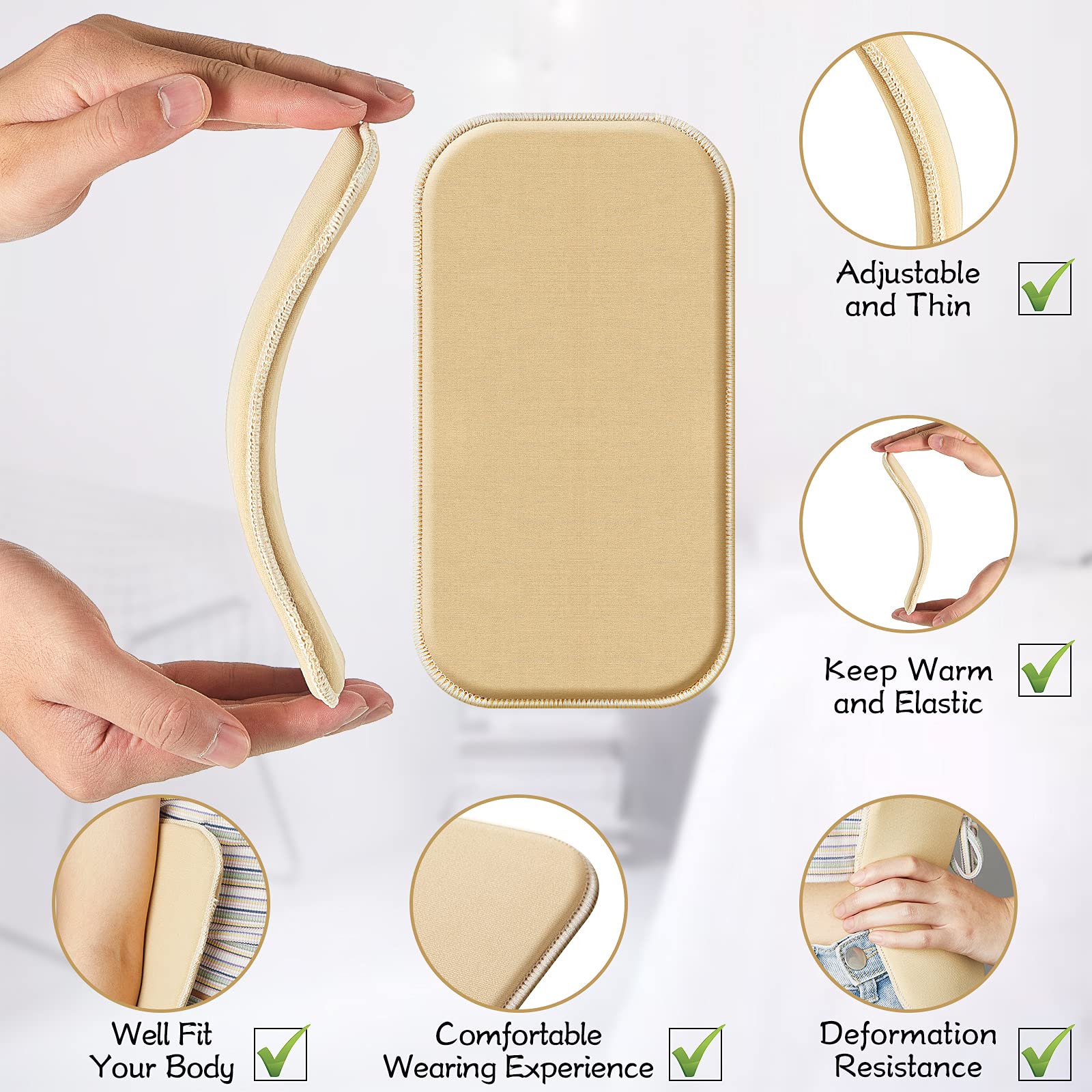 Nuanchu Women Lipo Side Foam Lipo Lateral Foam Pads Flattening Lipo Foams and Boards Abdominal Compression Board Preventing Loose Skin, Sagging (4 Pieces)