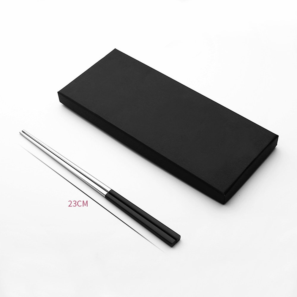 Nadalan Stainless Steel Alloy Chopsticks Non-slip Chopsticks 5 Pairs (Silver)