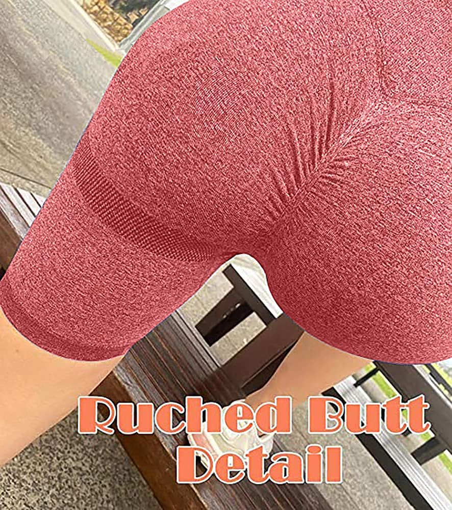 OQQ Women's Butt Lifting Yoga Shorts Workout High Waist Tummy Control Ruched Booty Pants Red
