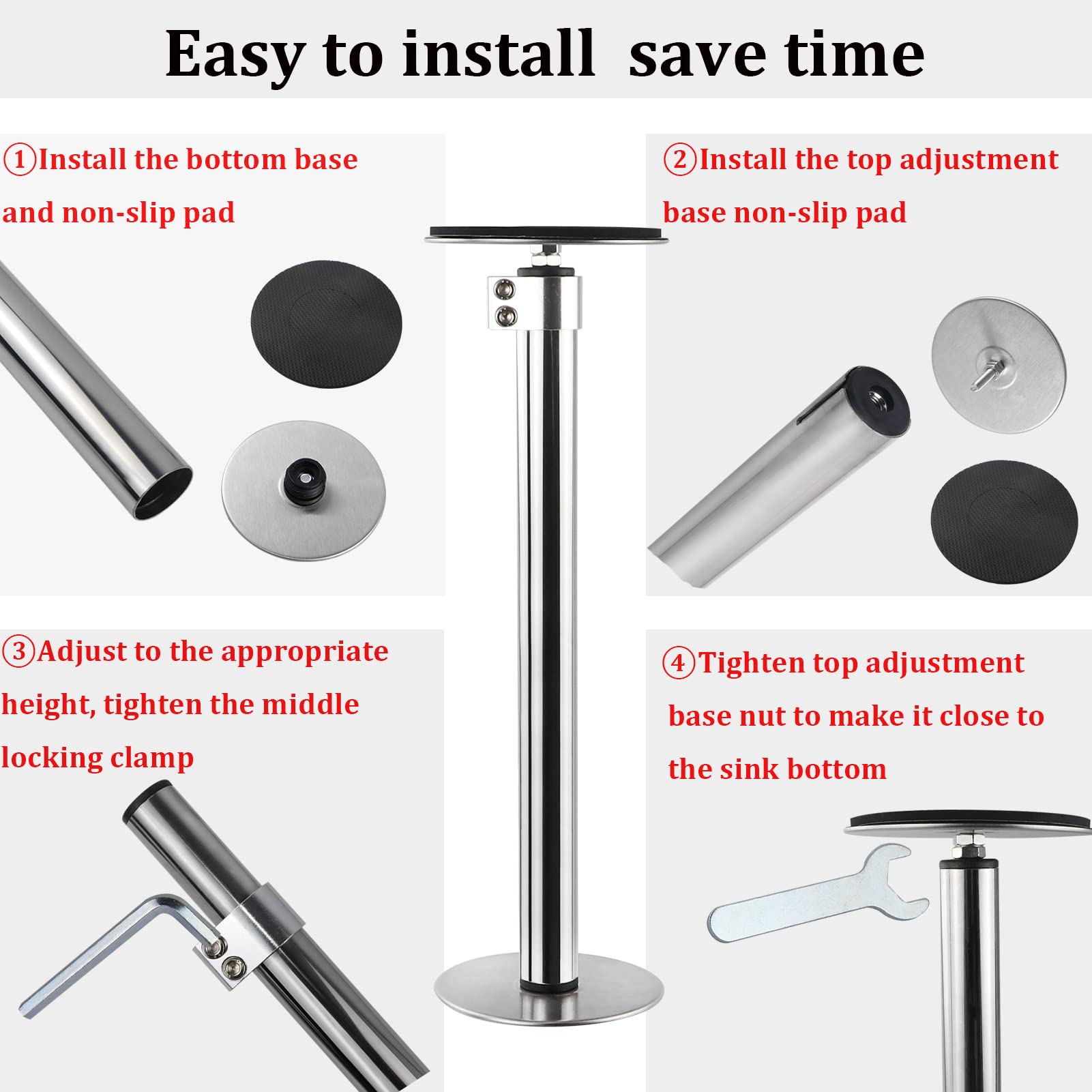 Upgrade Undermount Sink Brackets, Adjustable Undermount Sink Support, 304 Stainless Steel Sink Bracket Kit, Easy to Install Sink Support for Kitchen and Bathroom