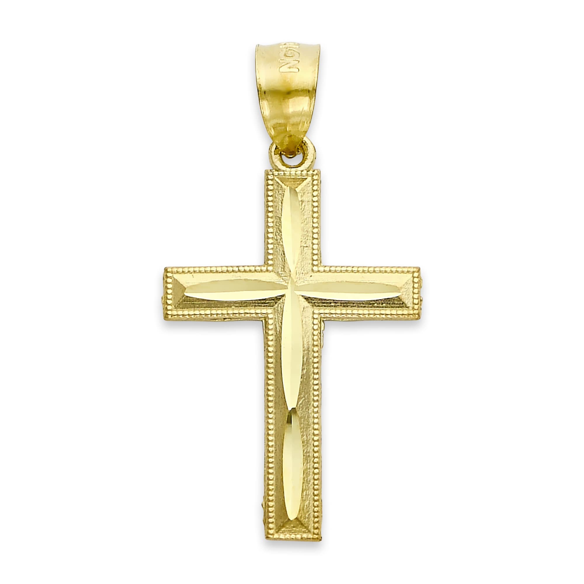 Solid Gold Cross Pendant in 10k or 14k, Religious Jewelry for Baptism (14k Gold)