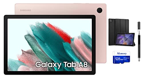 SAMSUNG Galaxy Tab A8 Android WiFi Tablet, 10.5'' Touchscreen (1920x1200) LCD Screen, 3GB RAM, 32GB Storage, Bluetooth, Android 11 OS, Pink Gold + Accessories