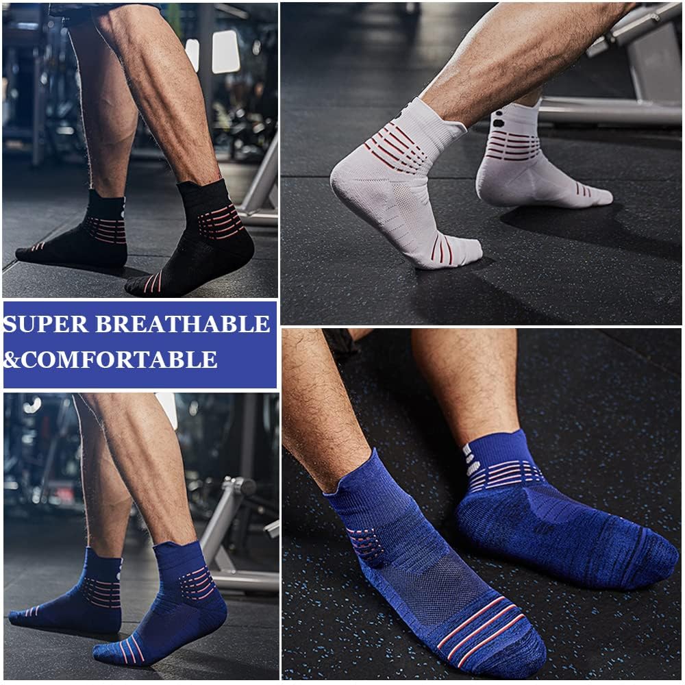 Seiciviy Athletic Socks For Men Compression Socks Ankle Mens Running Workout Size 6-14 Cycling Outdoor Sports Crew Socks