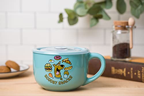 Silver Buffalo Scooby Doo Scooby Snacks Ceramic Soup Mug with Vented Plastic Lid, 24 Ounces
