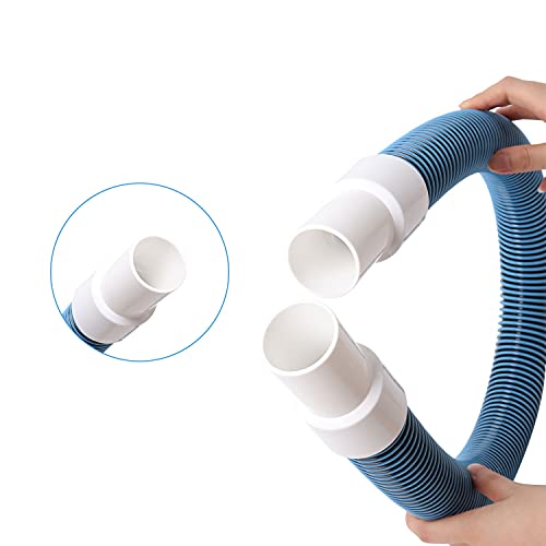 Swimming Pool Vacuum Hose 1 1/2" Pool Filter Hose for Above Ground and Inground Pools with Hose Clamp Kink-Free Swivel Cuff PTFE Tape, Swimming Pool Replacement Hose, 3FT (2 set)