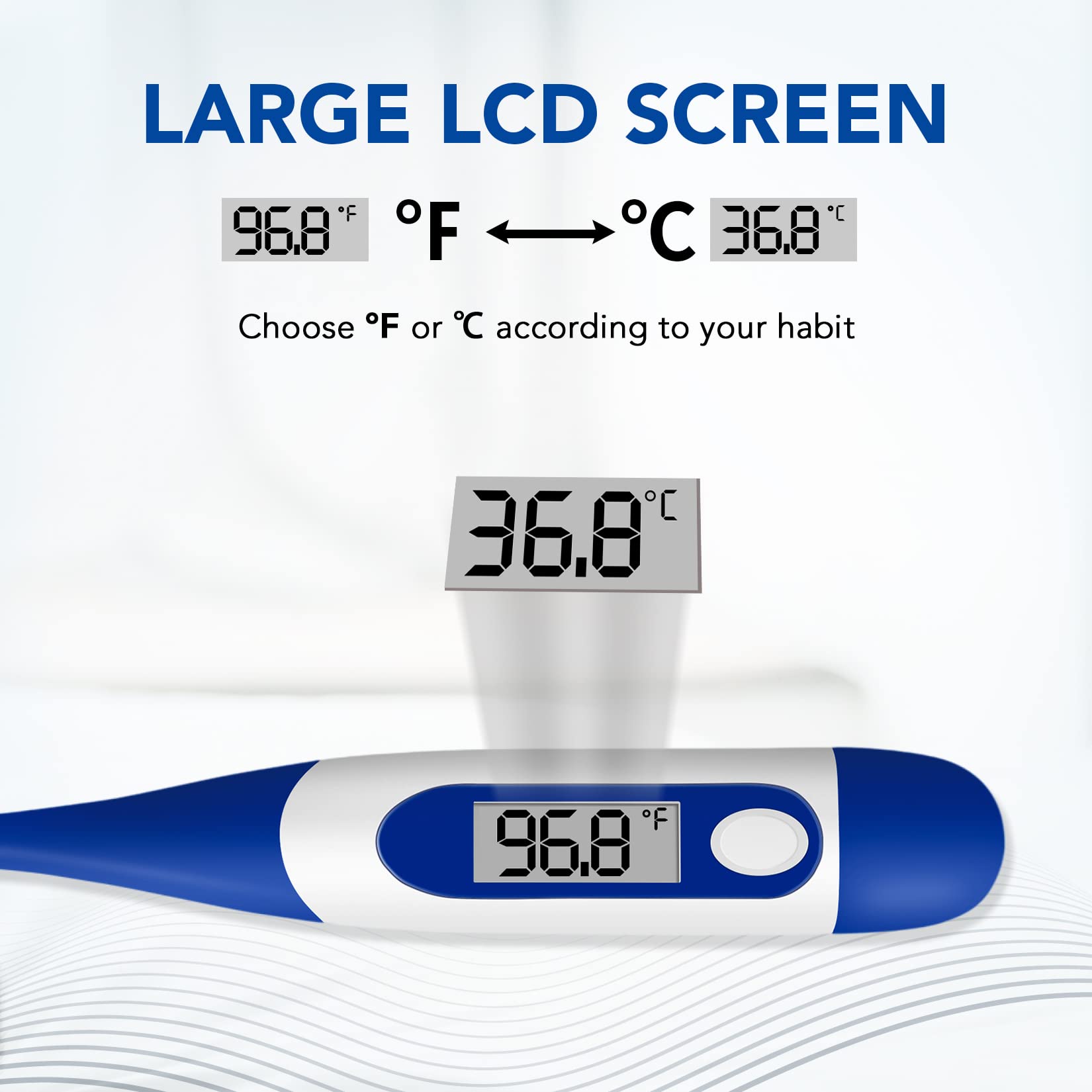 Thermometer, 2 Pack Digital Oral Thermometer, Detect Fever Quickly, Oral Armpit and Rectal Thermometer with FDA Certification, for Babies Children and Adults, Blue.