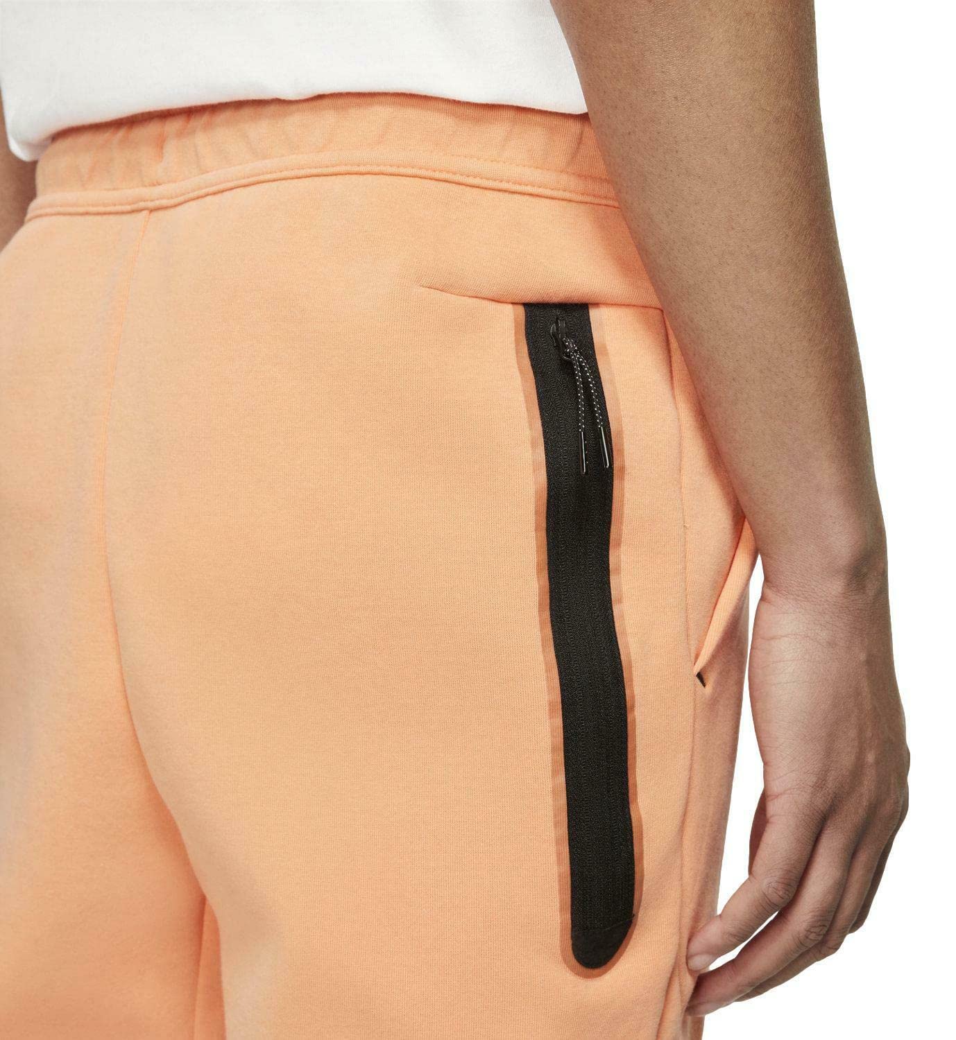 Nike Sportswear Men's Washed Tech Fleece Joggers Pants (Orange Frost/Black, Small)